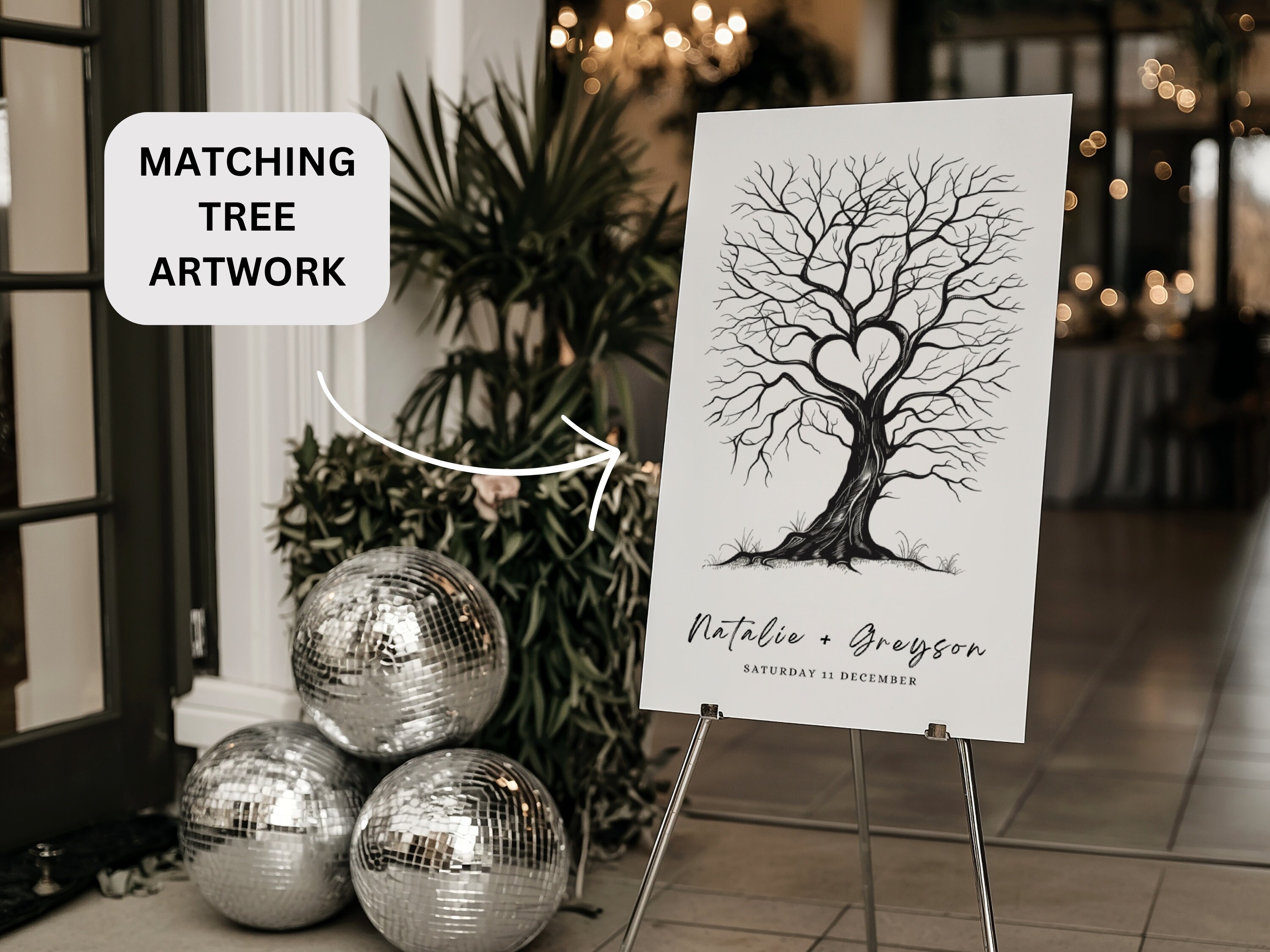 Fingerprint Guestbook Sign Template, Guest Tree Thumbprint Sign ...