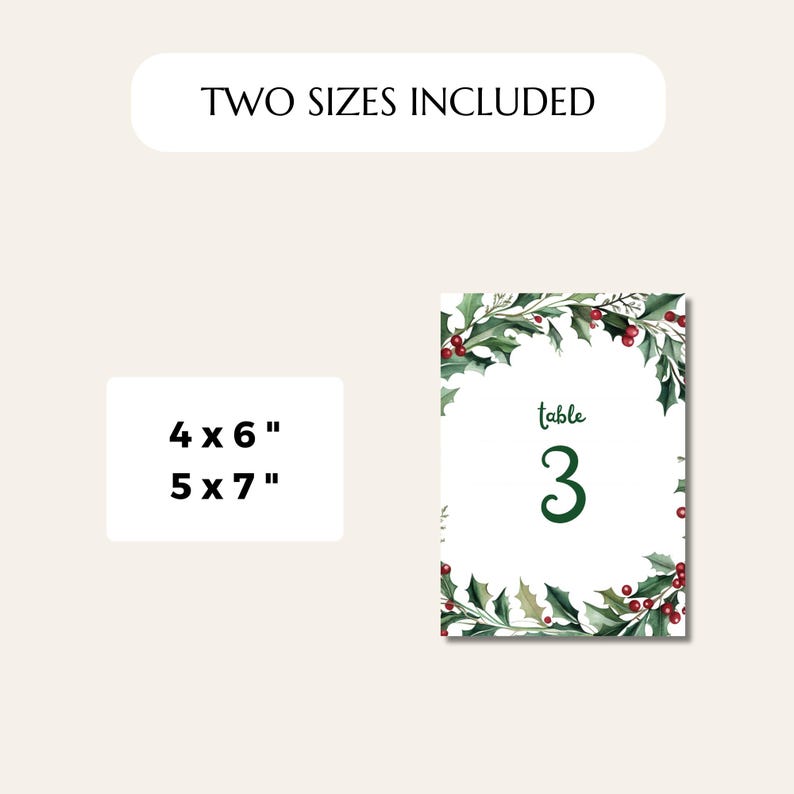 Christmas Wedding Table Numbers, Holiday Party Table Signs, Christmas ...