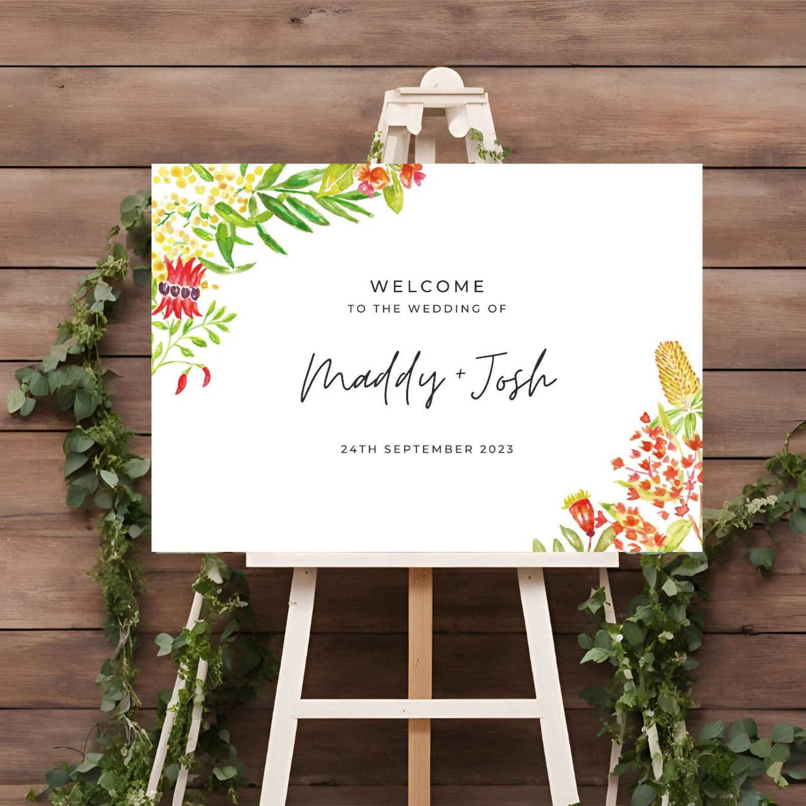 Australia Native Floral Wedding Welcome Sign Template, Boho Wedding ...