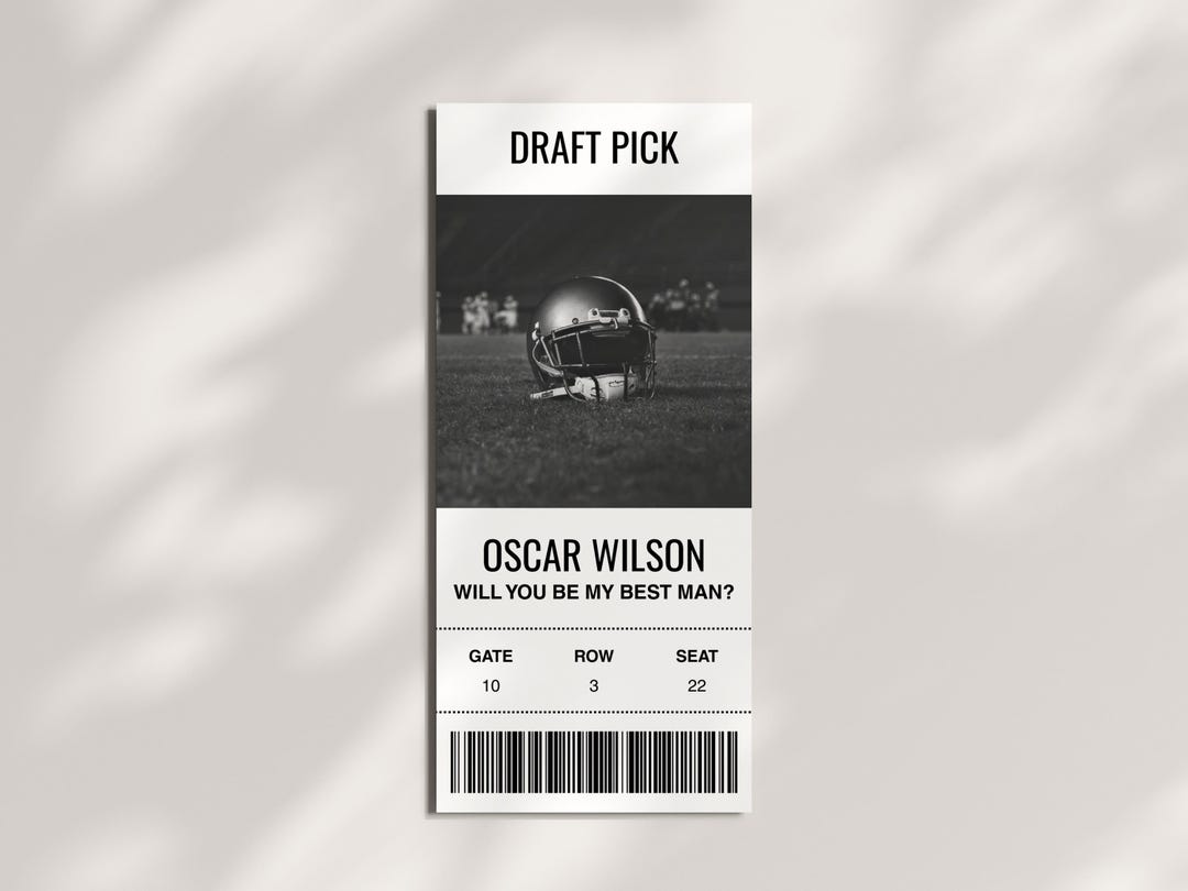 Best Man Proposal Football Ticket, Groomsman Invitation Card Printable ...