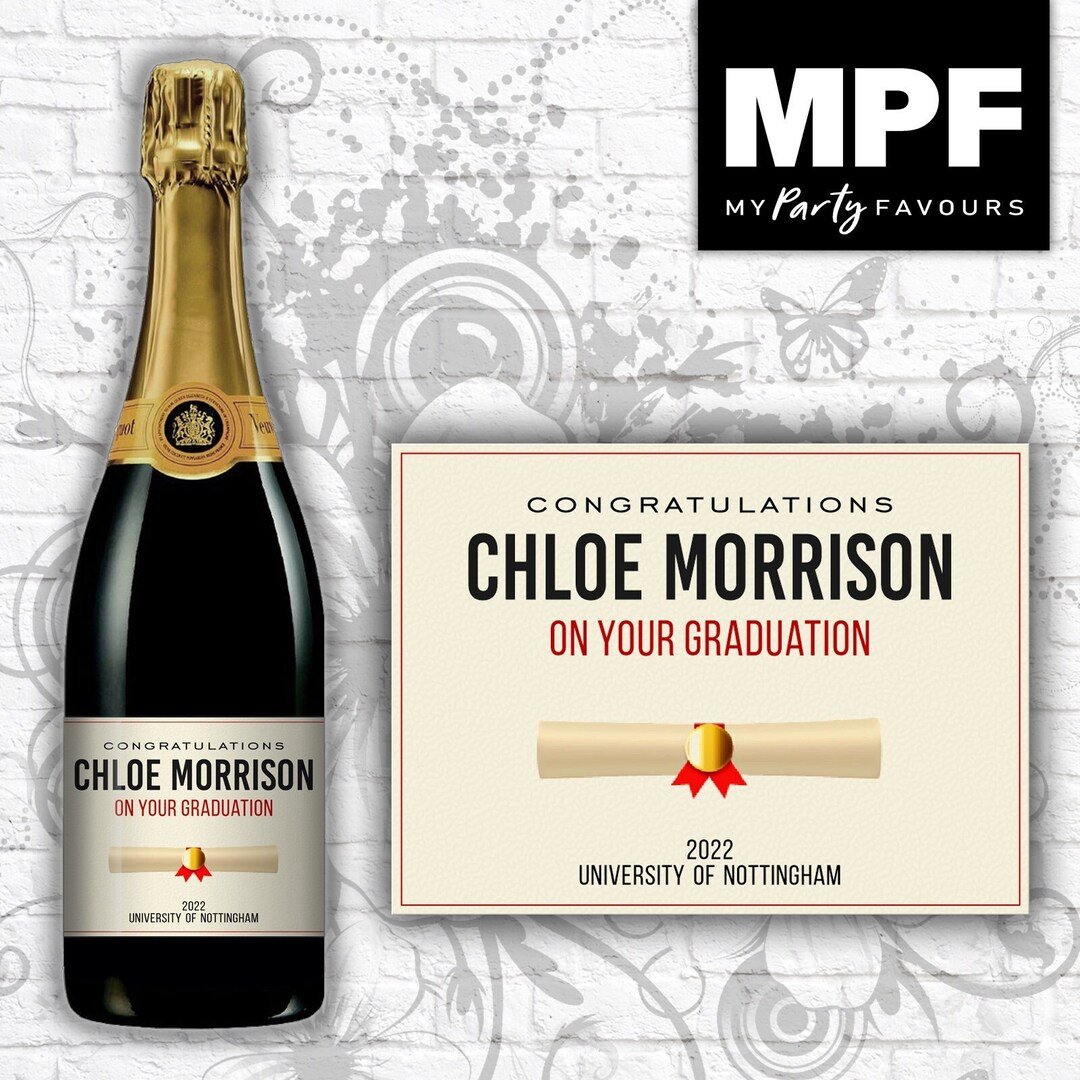 Personalised Graduation Wine/champagne/prosecco Bottle Label University ...