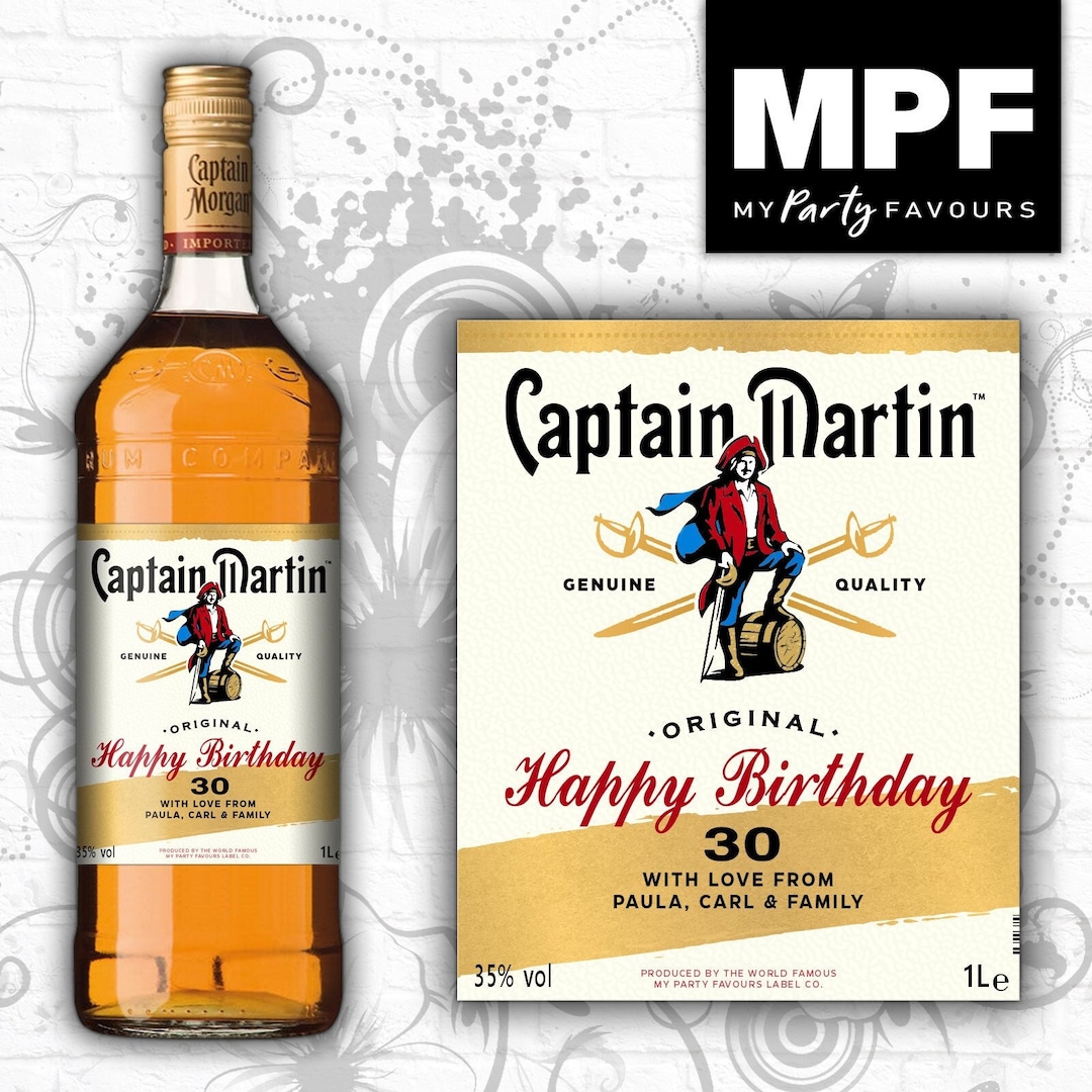 Personalised Birthday Captain Rum Bottle Label Any Name & Age - Etsy
