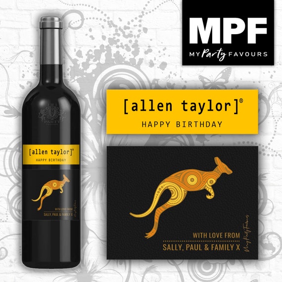 Personalised Birthday Wine Bottle Label Shiraz Kangaroo Tail Style Any Occasion Etsy
