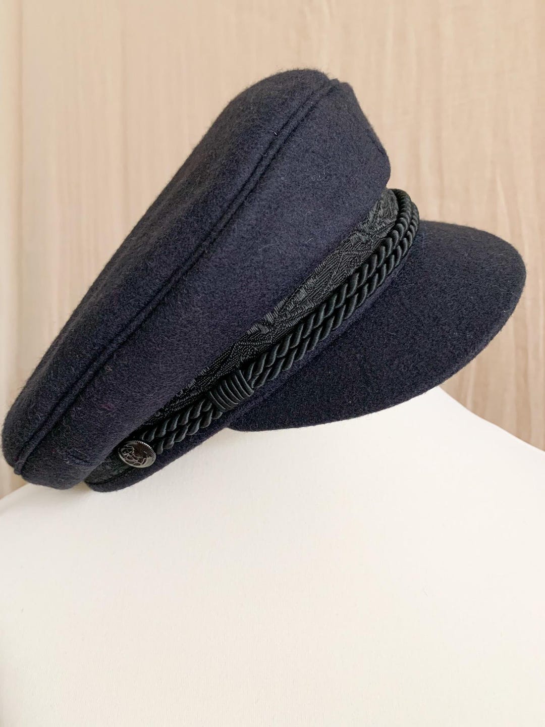 Sailor Cap With Decorative Cord and Anchor Buttons, Wool Blend in Navy ...
