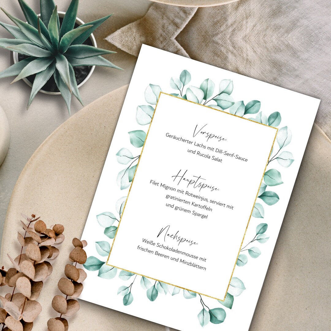 Menu Blank Menu Cards in Boho Design 14 Pieces DIN A5 Individually ...