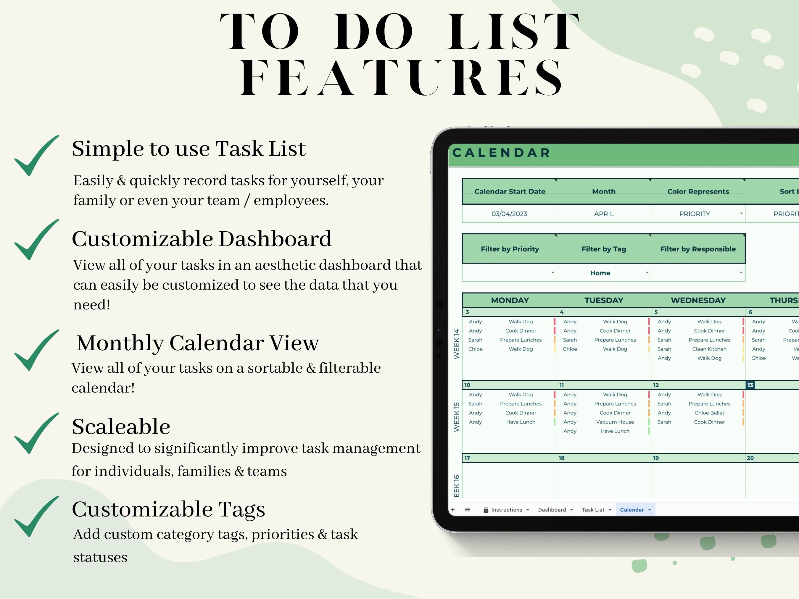 Digital to Do List Daily Task Tracker Productivity Planner Team Task ...