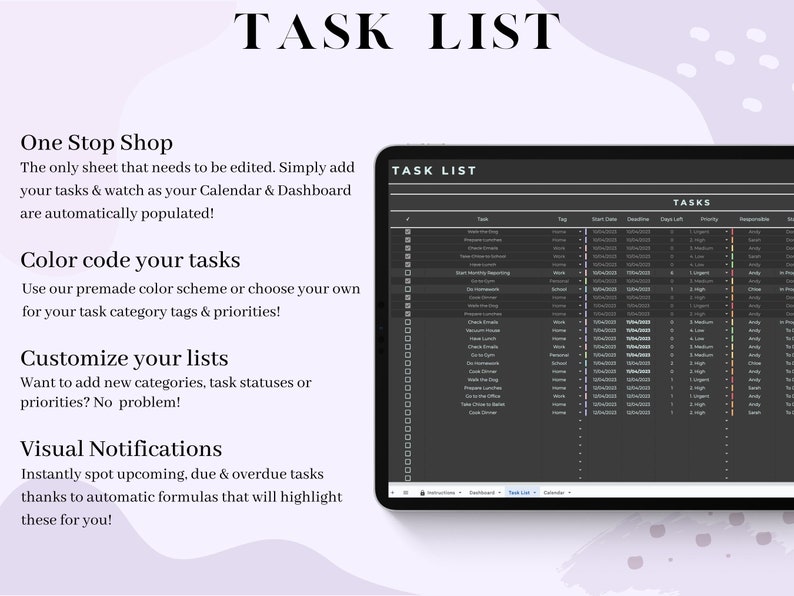 Digital to Do List | Daily Task Tracker | Productivity Planner | Team ...