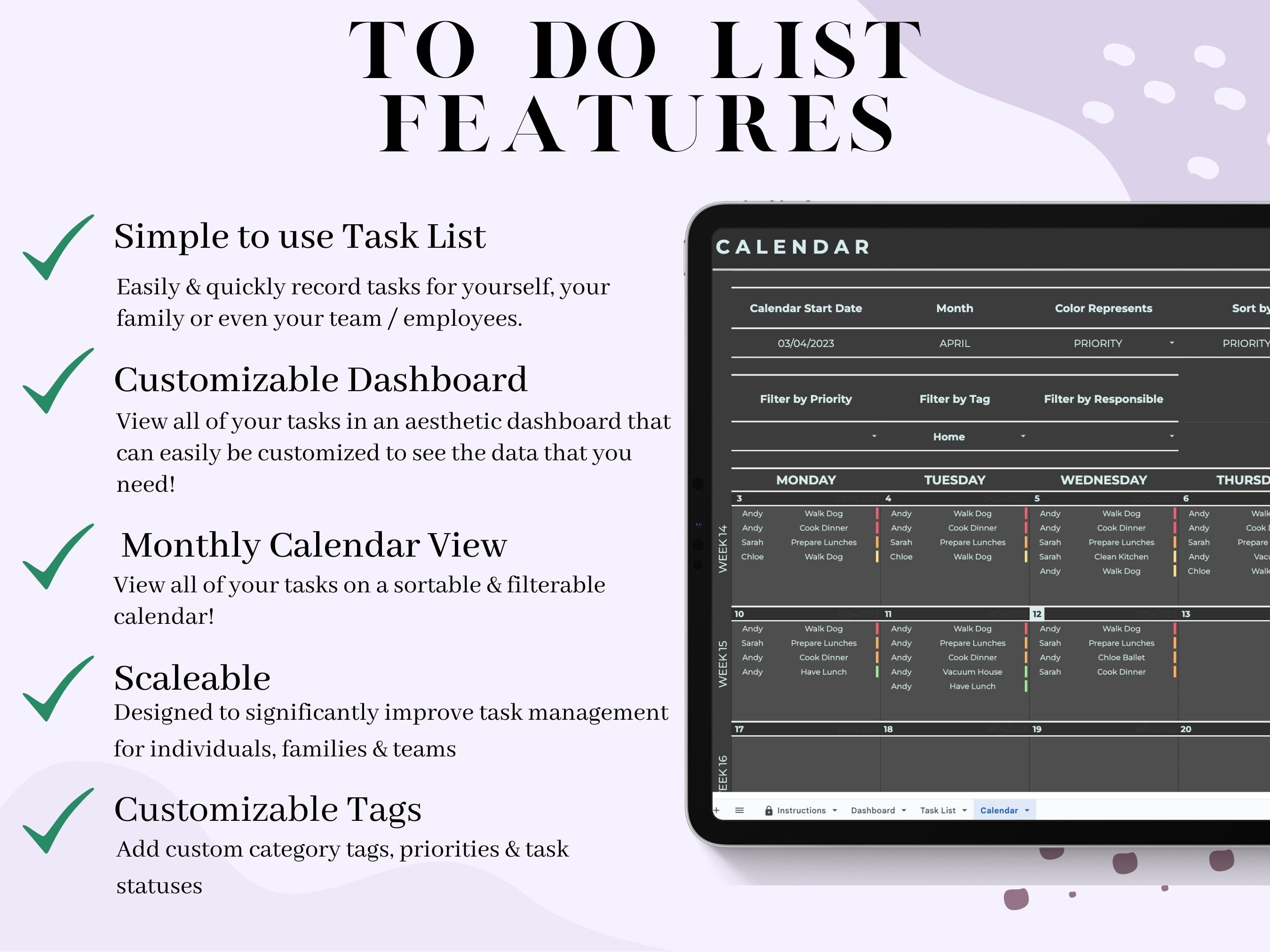 Digital to Do List | Daily Task Tracker | Productivity Planner | Team ...