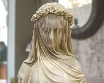 Large Veiled Lady Bust Sculpture, Veiled Virgin Mary Statue, 14 Inches ...