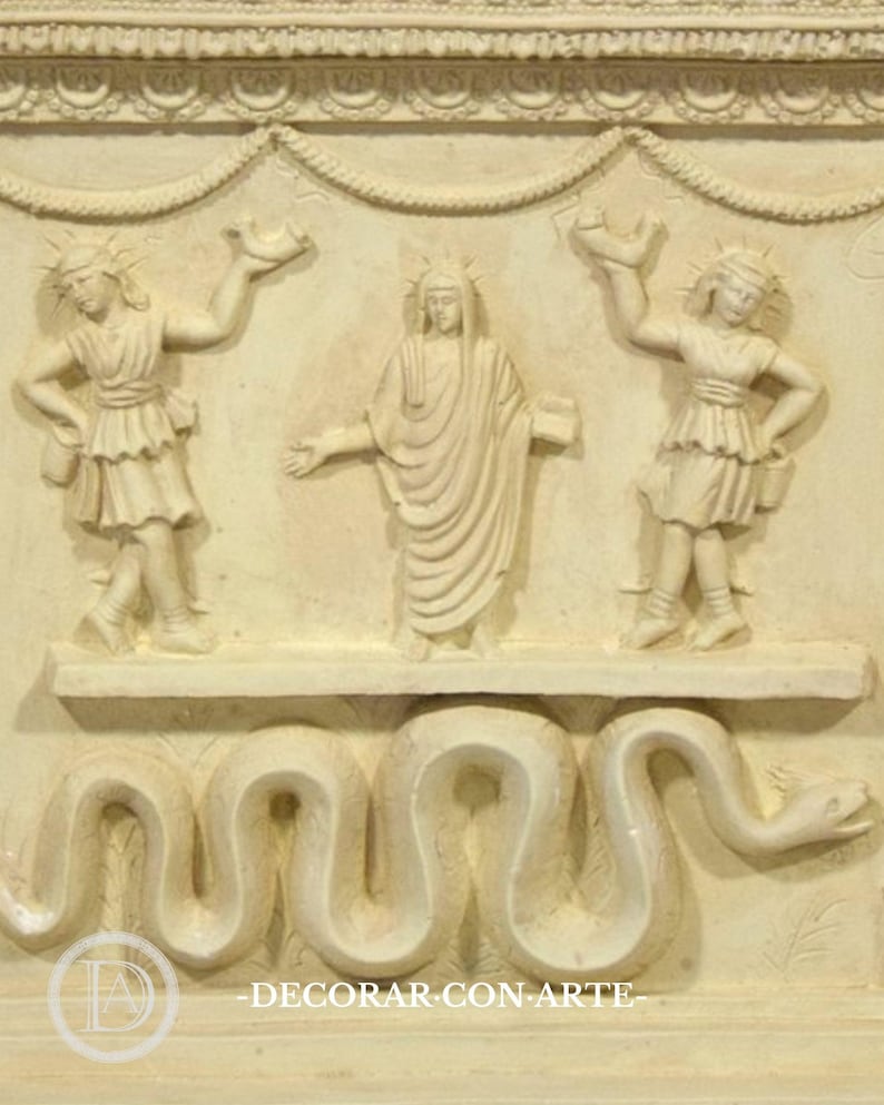 Pompeian Lararium Bas-relief. 31 X28cm (12.2 X11.02 In.) Molded Marble ...