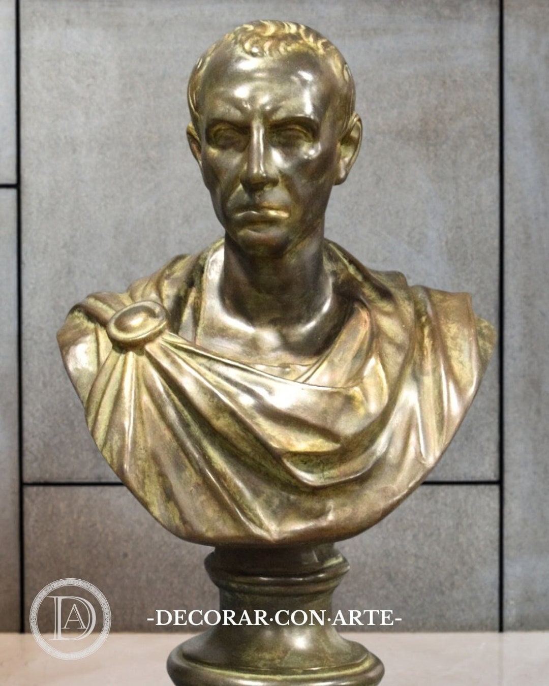 Bust of Julius Caesar. Molded Marble, Bronze Patina. 25.2in. Handmade ...