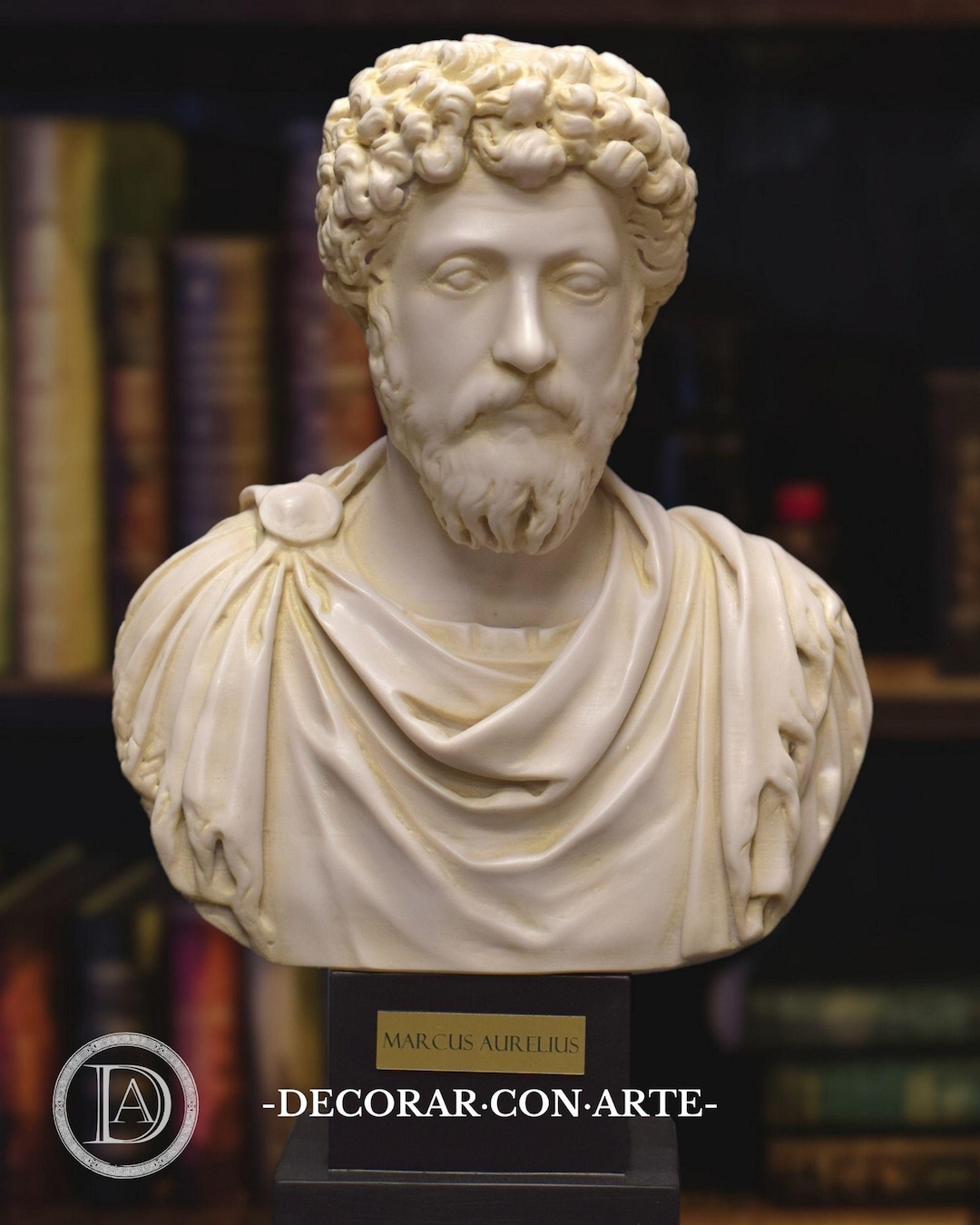 Bust of Marcus Aurelius. 35 Cm (13.78 In). Molded Marble. Base With ...