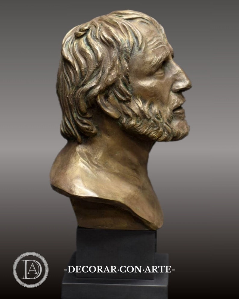 Seneca Bust. Bronze Patina. 31 Cm (12.2 Inches). Molded Marble ...