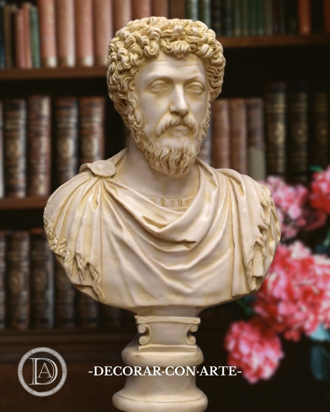 Bust of Marcus Aurelius With Museum Base. 50 Cm (19.69 In). Handmade in ...