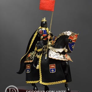 The Black Prince. Knight on Horseback. 35 Cm (13.78 In). Handcrafted in ...