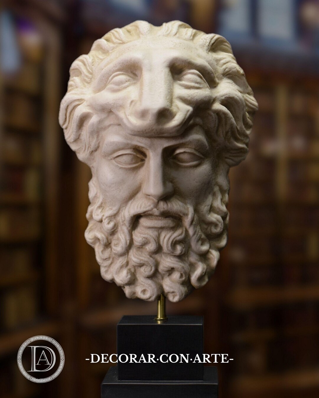 Mask of Heracles (hercules) With Base. 40 Cm (15.75 In). Molded Marble ...