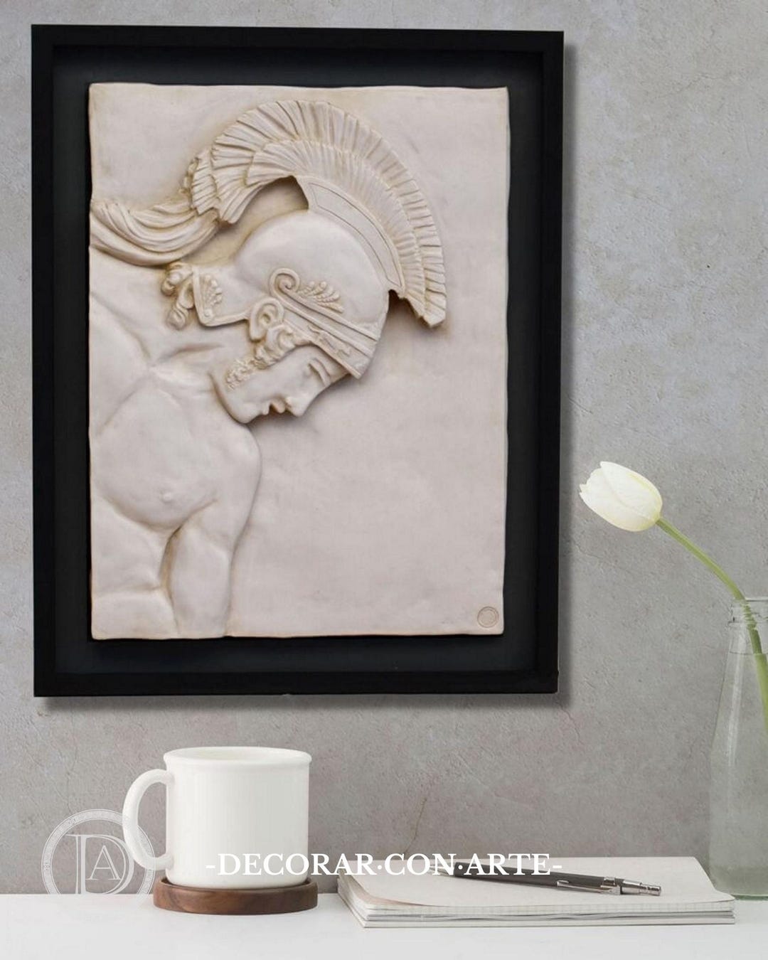 Achilles Relief Sculpture: Framed Marble Reproduction, Handmade in ...