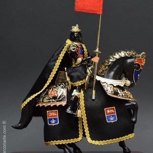 The Black Prince. Knight on Horseback. 35 Cm (13.78 In). Handcrafted in ...