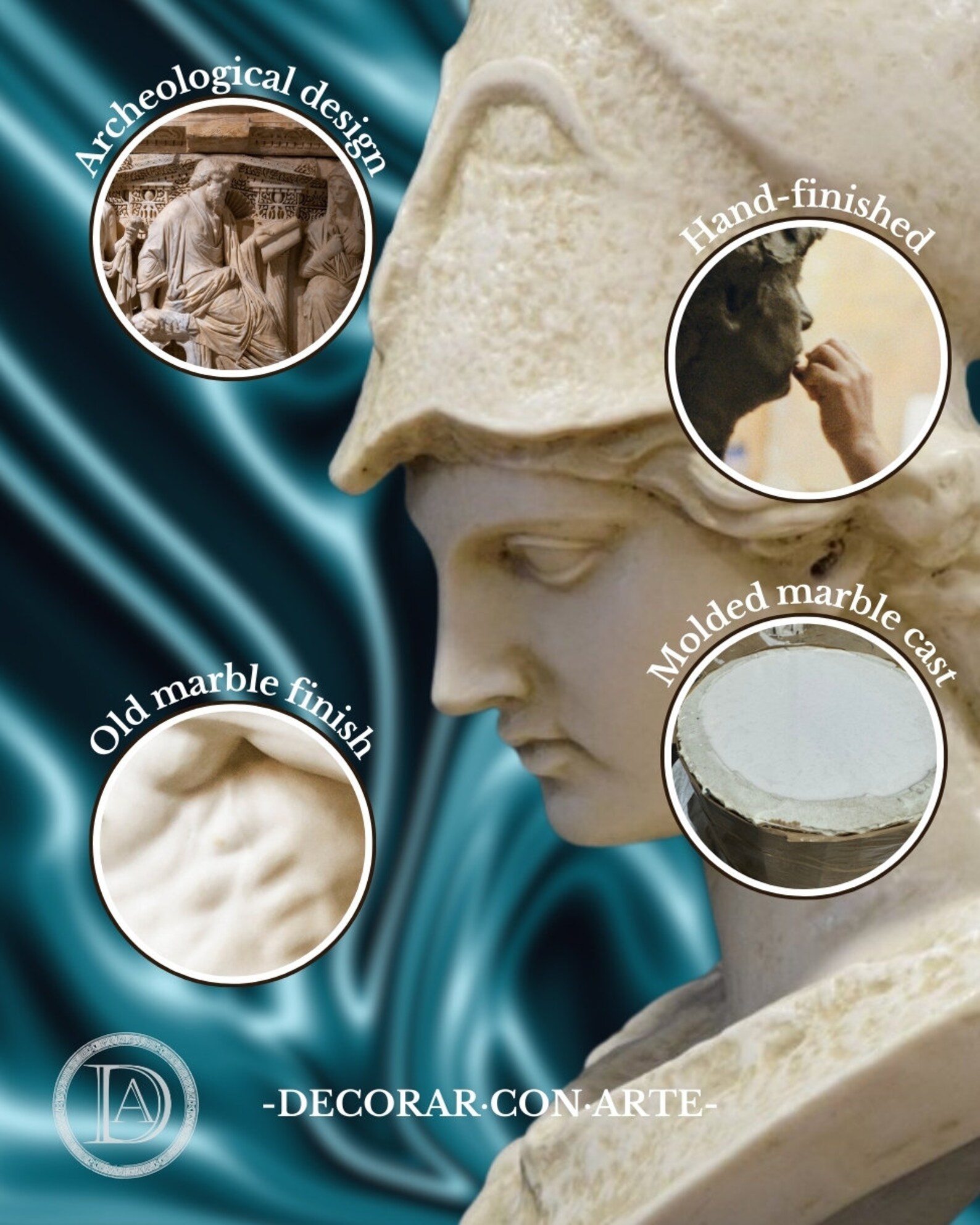 Bust of Athena. Height: 17.72in. Marble Finish. Made in Europe - Etsy