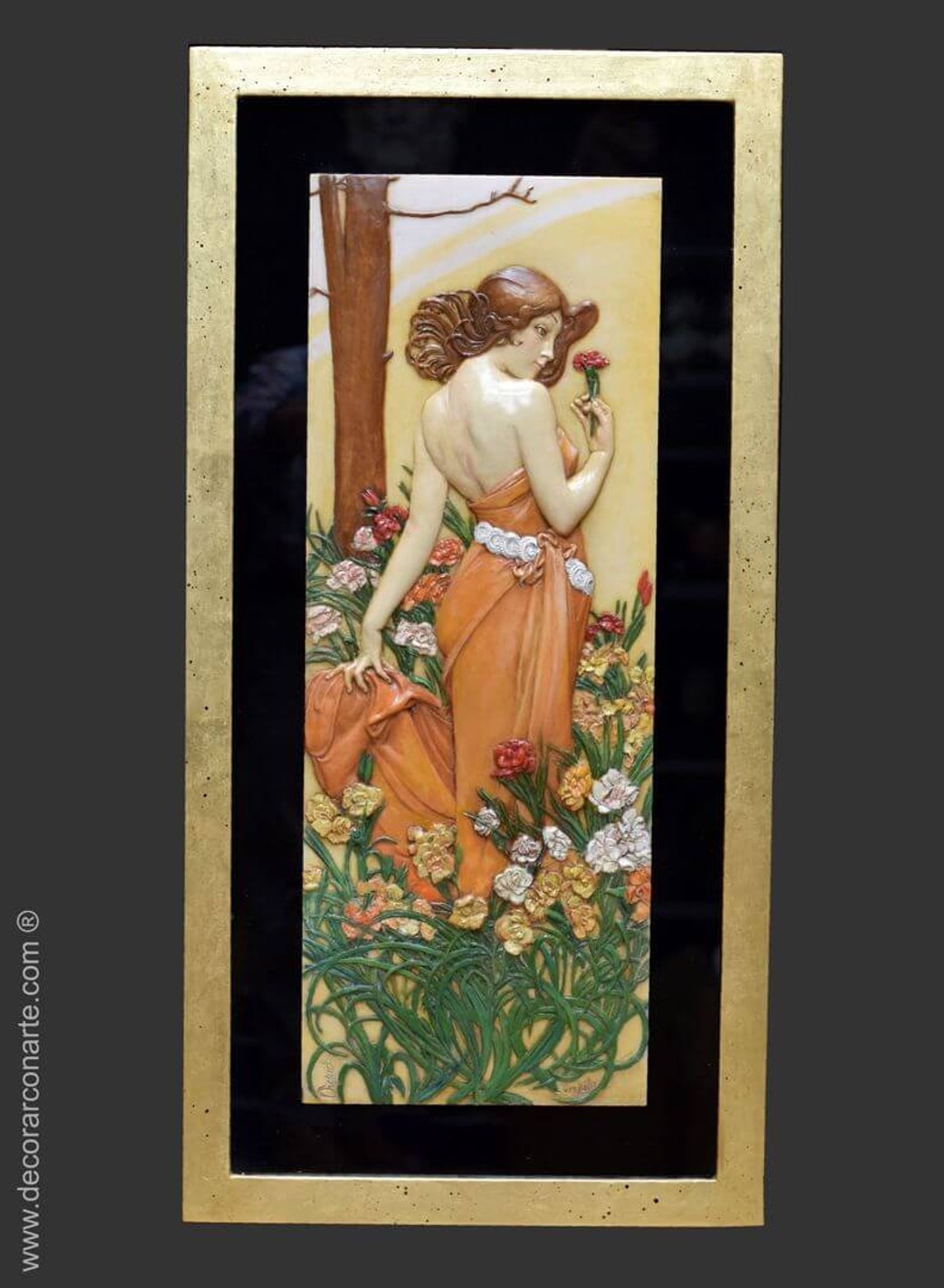 Carnation, by Alphonse Mucha. 100 X 50 Cm (39.37 X 19.69 In). Oil ...