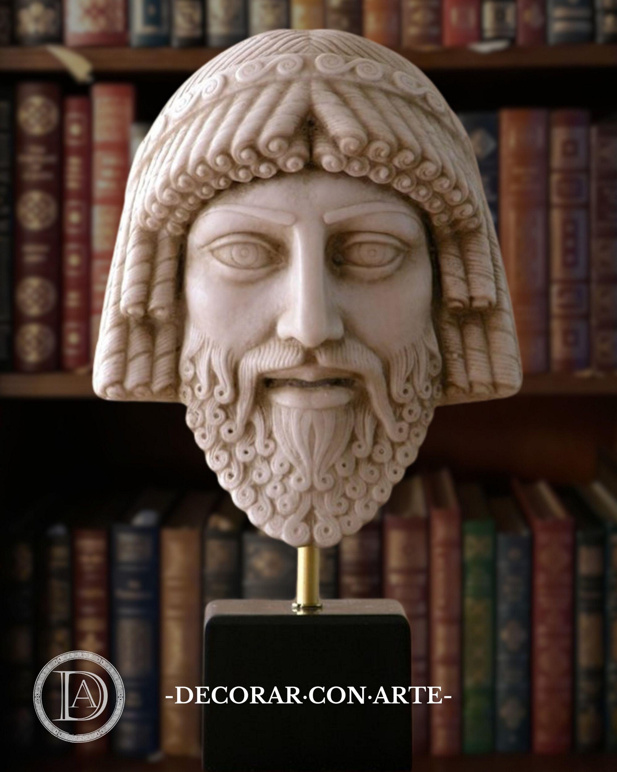 Bas-relief Poseidon Mask. 28 Cm (11.02 In). Molded Marble Reproduction ...