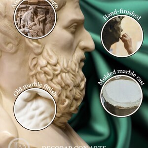 Bust of the Philosopher Epicurus. 32cm (12.6 In.) Round Base. Molded ...