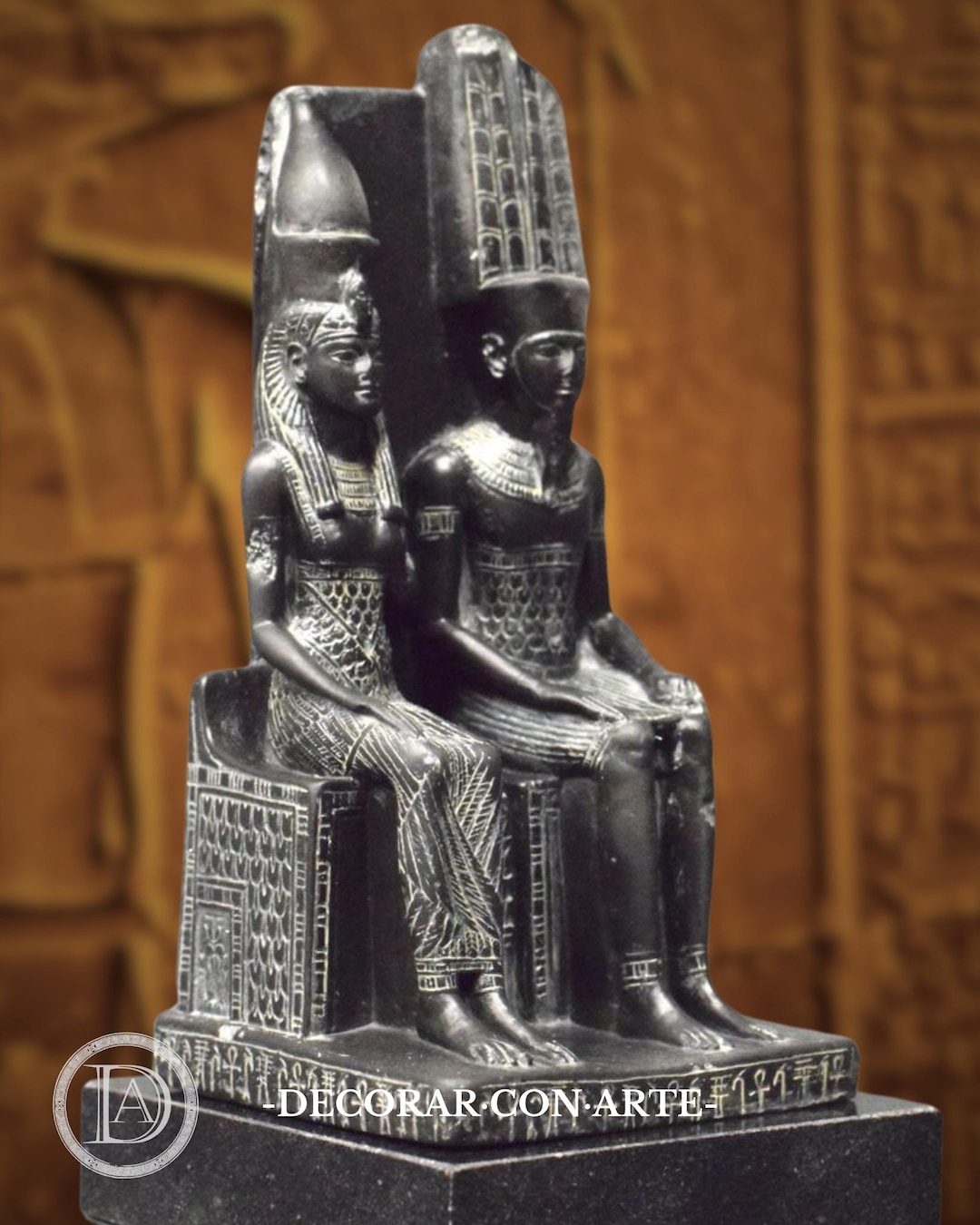 Amun and Mut. Pair of Egyptian Gods. 16 Cm (6.3 In). Molded Marble With ...