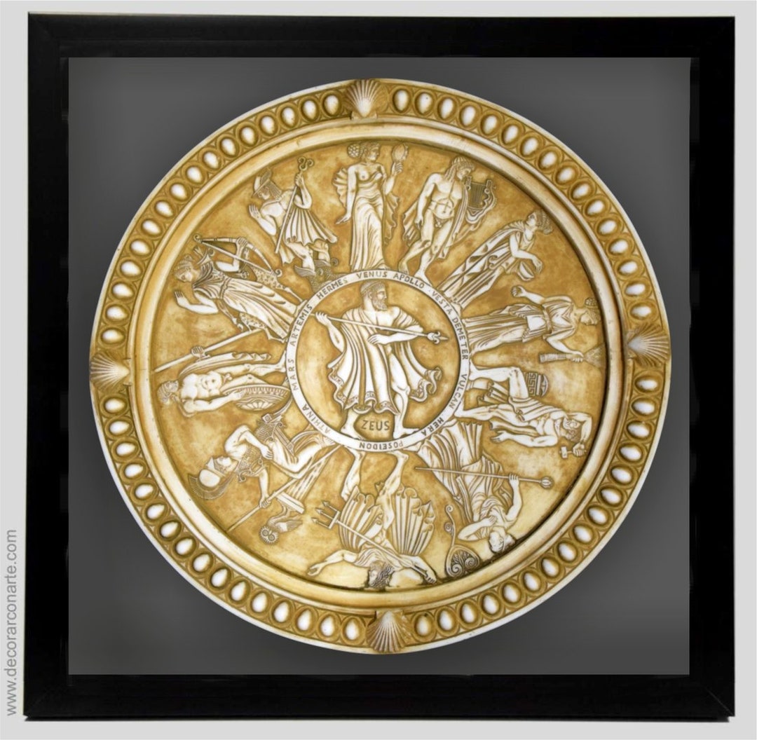 Relief. Medallion of Olympian Gods. 60 Cm (23.62 In) Molded Marble ...