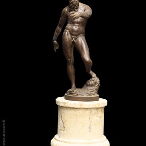 Figure of Hercules. 32 Cm 12.6 In. Molded Marble. Bronze Patina ...