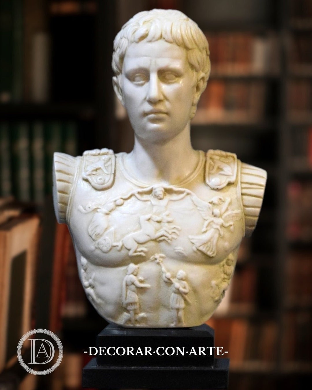 Bust of Caesar Augustus. 28.5 Cm (11.22 Inches). Marble Finish ...