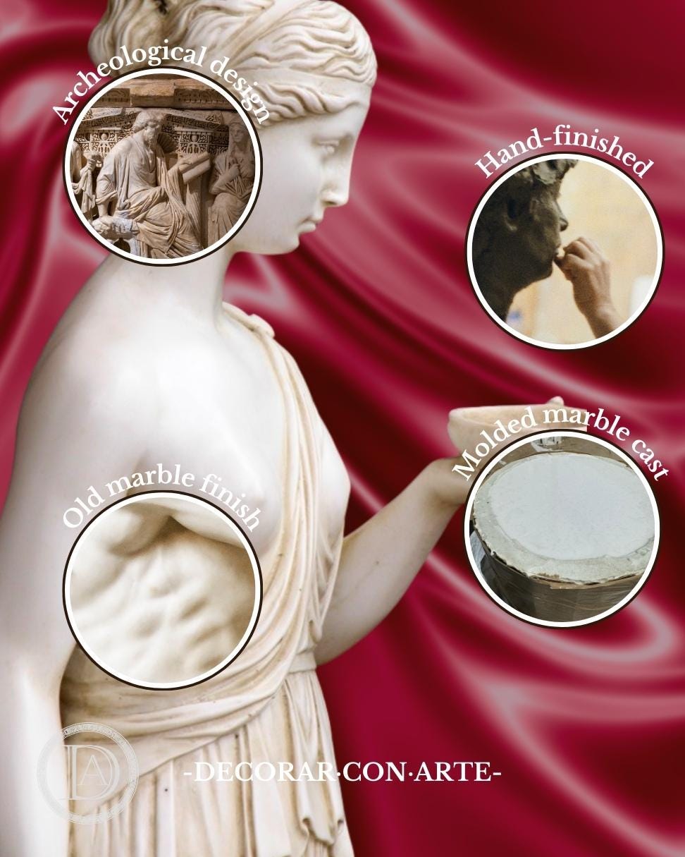 Statue of the Goddess Hebe. 63cm (24.8in). Marble Finish. Handmade in ...