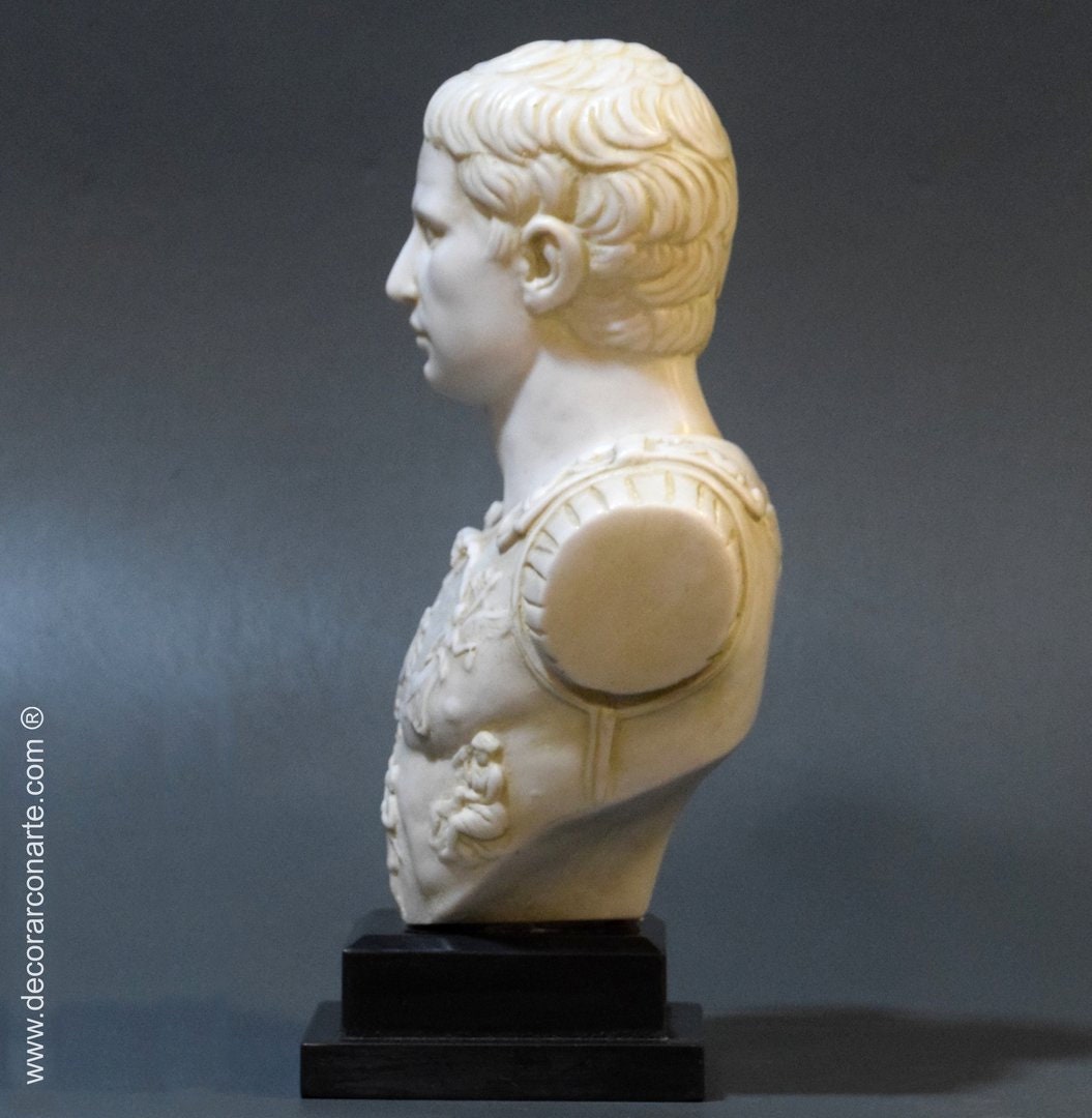 Bust of Caesar Augustus. Marble Finish. Height 11in. Handmade - Etsy