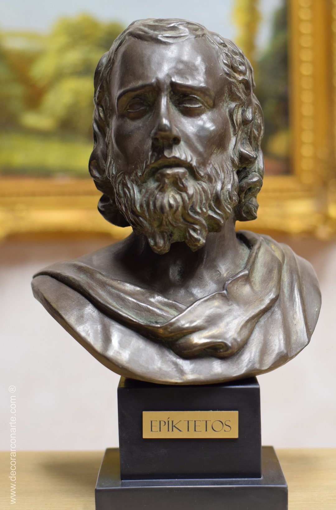 Bust of the Stoic Philosopher Epictetus, 12.6 Inches. Bronze Patina ...