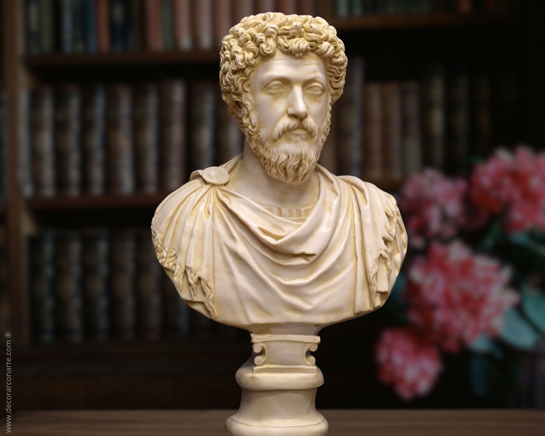 Bust of Marcus Aurelius With Museum Base. 50 Cm 19.69 In. Handmade in ...
