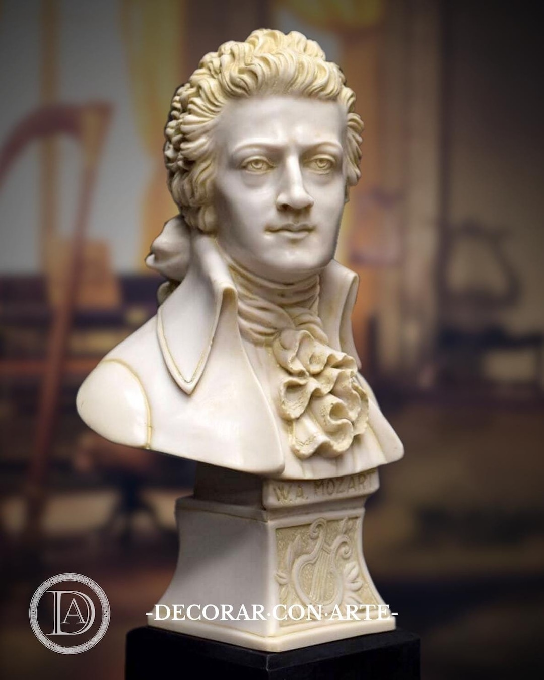Handmade Mozart Bust. Height 27 Cm (10.6 Inches). Molded Marble Art ...