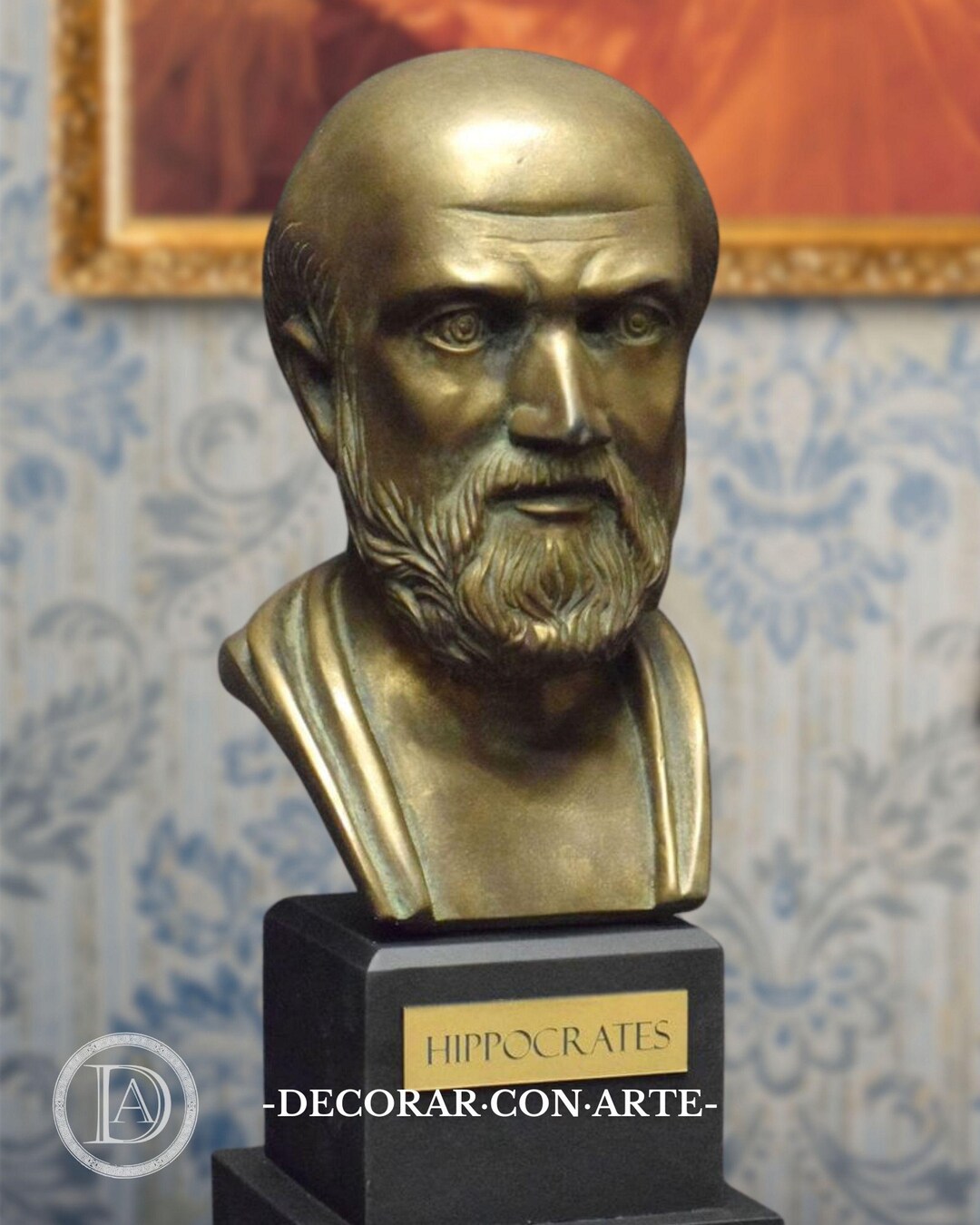 Hippocrates Bust: Bronze Patina Molded Marble Sculpture (9.84 In) - Etsy