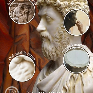 Bust of Marcus Aurelius. Base With Plaque. 48 Cm (18.90 In). Handmade ...