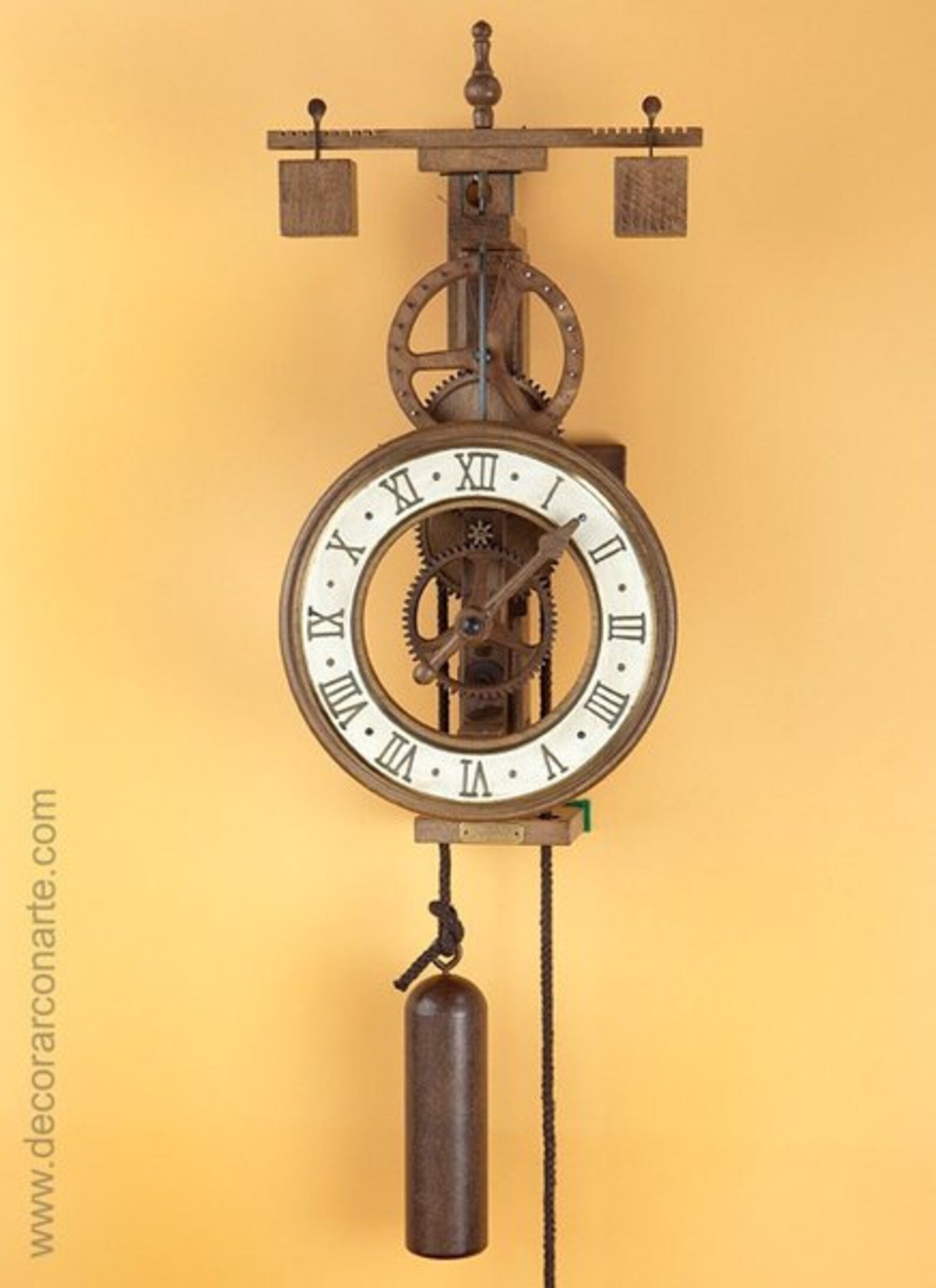 Handmade Wooden Wall Clock: 15th Century Style Reproduction. Height 40 ...