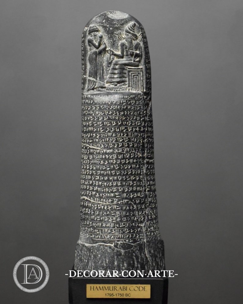 Code of Hammurabi Reproduction. Mesopotamian Figure, Molded Marble. 11 ...