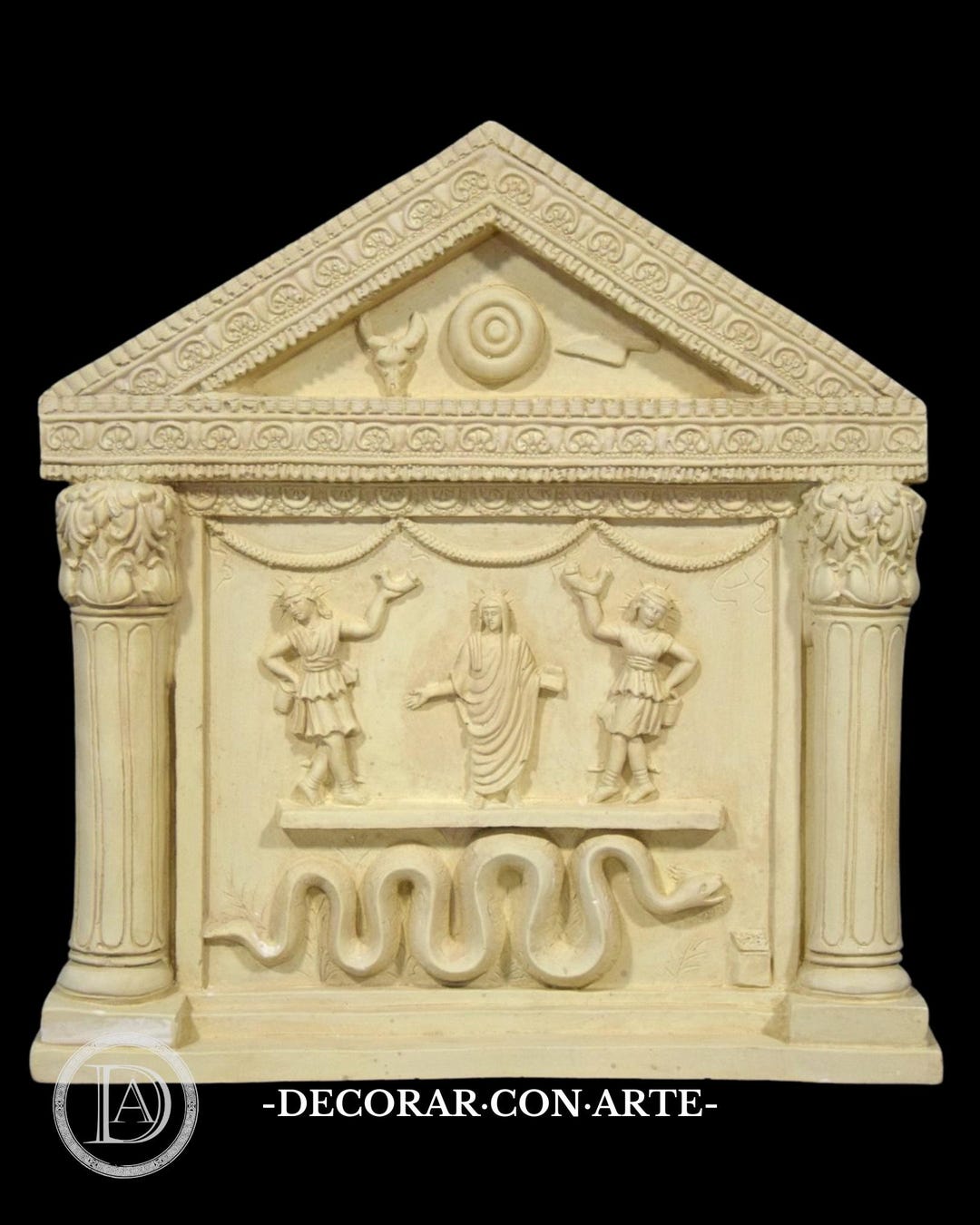 Pompeian Lararium Bas-relief. 31 X28cm (12.2 X11.02 In.) Molded Marble ...