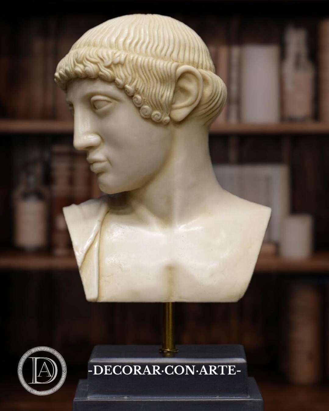 Head of Apollo From Olympia. Molded Marble. 32 Cm (12.60 In). Handmade ...