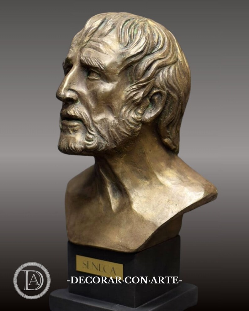 Seneca Bust. Bronze Patina. 31 Cm (12.2 Inches). Molded Marble ...