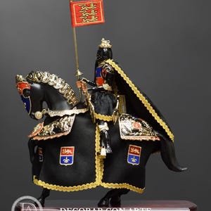 The Black Prince. Knight on Horseback. 35 Cm (13.78 In). Handcrafted in ...
