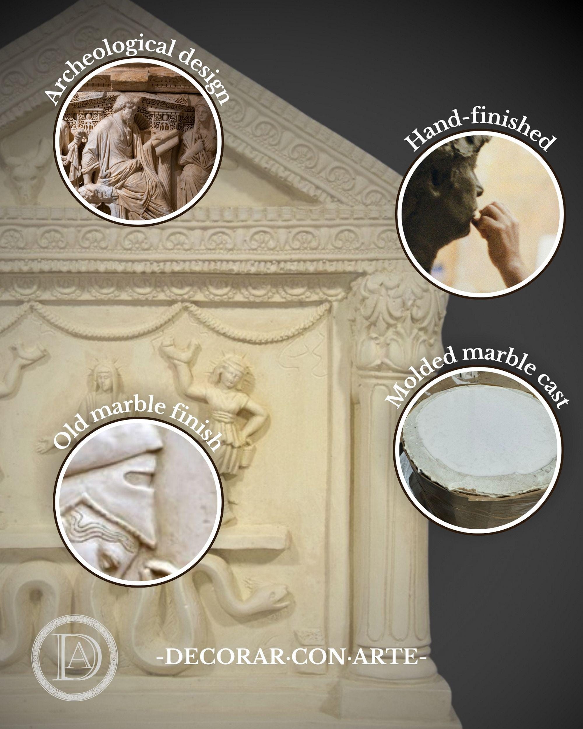 Pompeian Lararium Bas-relief. 31 X28cm (12.2 X11.02 In.) Molded Marble ...