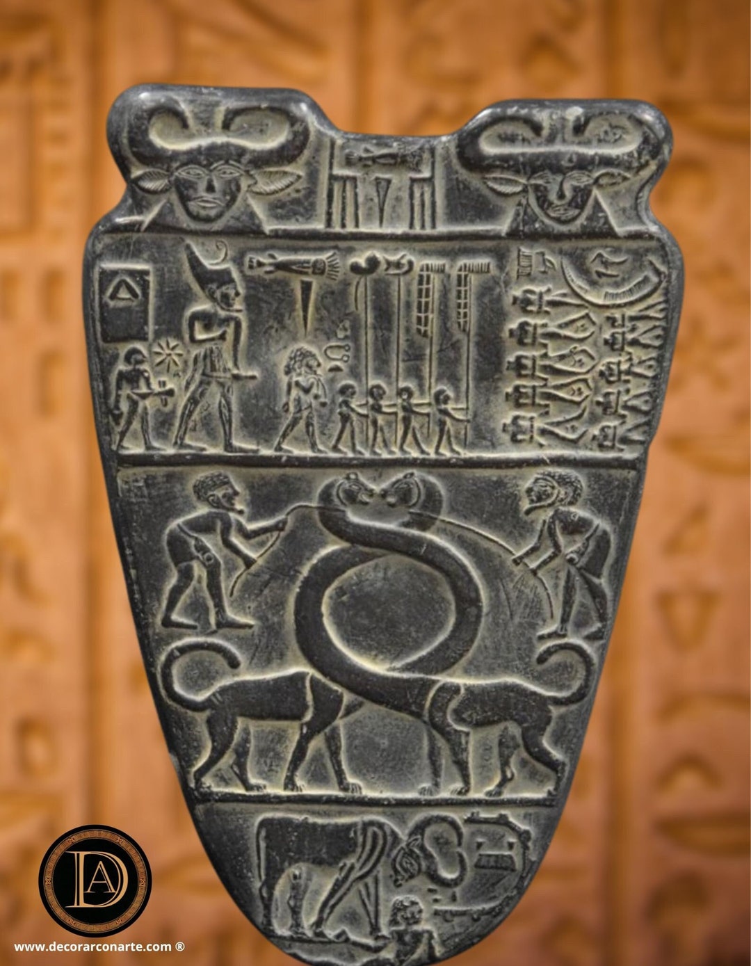 Narmer Palette. 12.2in. Black Finish. Egyptian Reproductions. Handmade ...