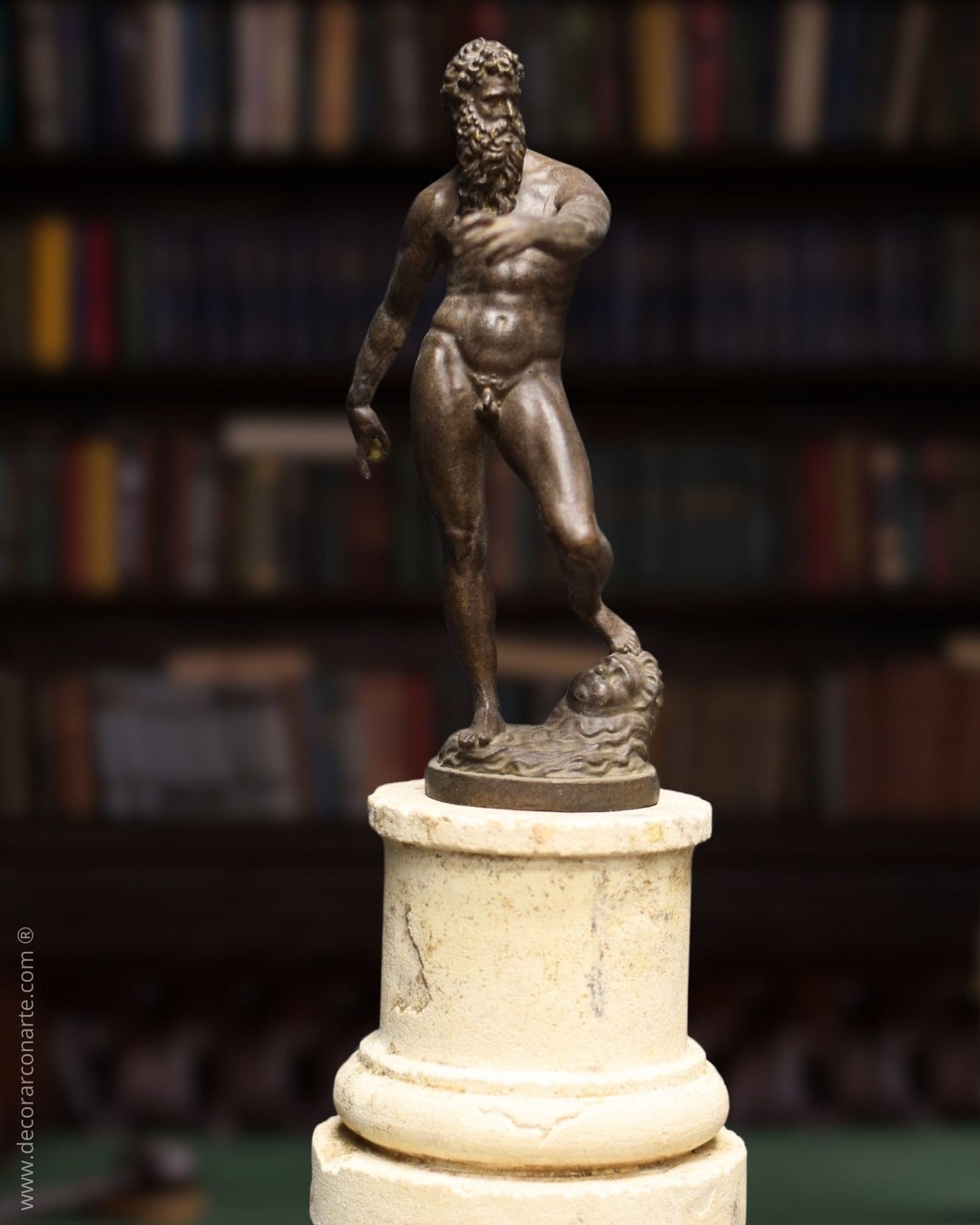 Figure of Hercules. 32 Cm 12.6 In. Molded Marble. Bronze Patina ...