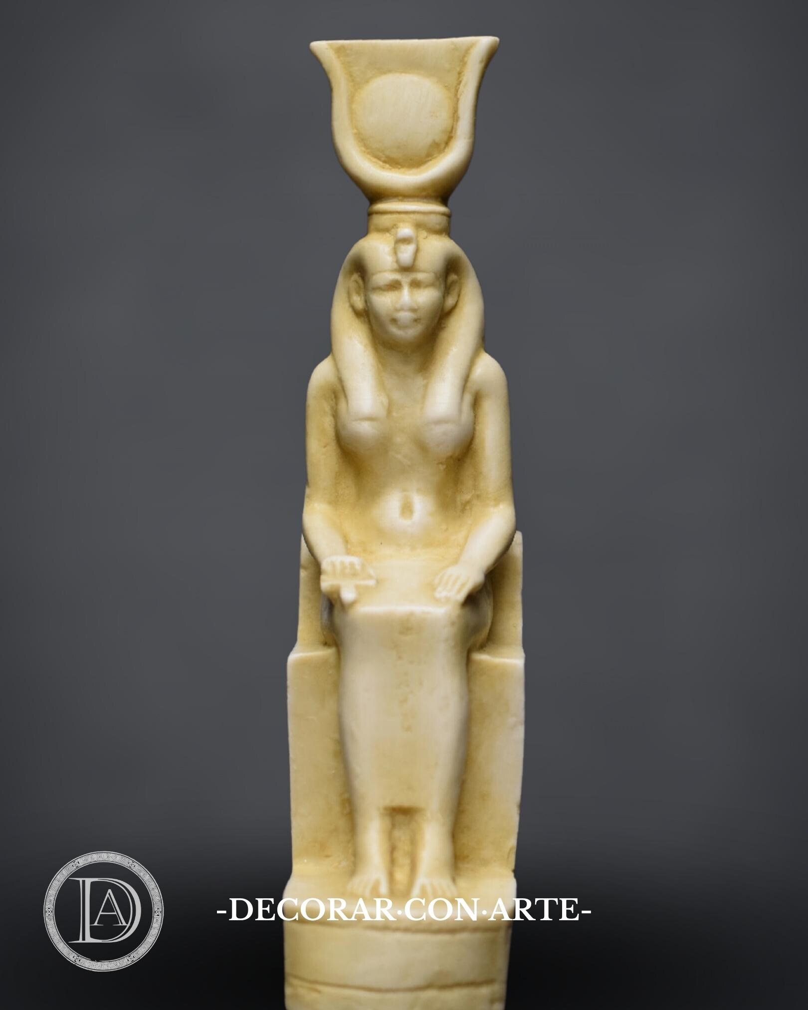 Goddess Isis Hathor on Her Throne. 8.66in. (22 Cm). Egyptian ...