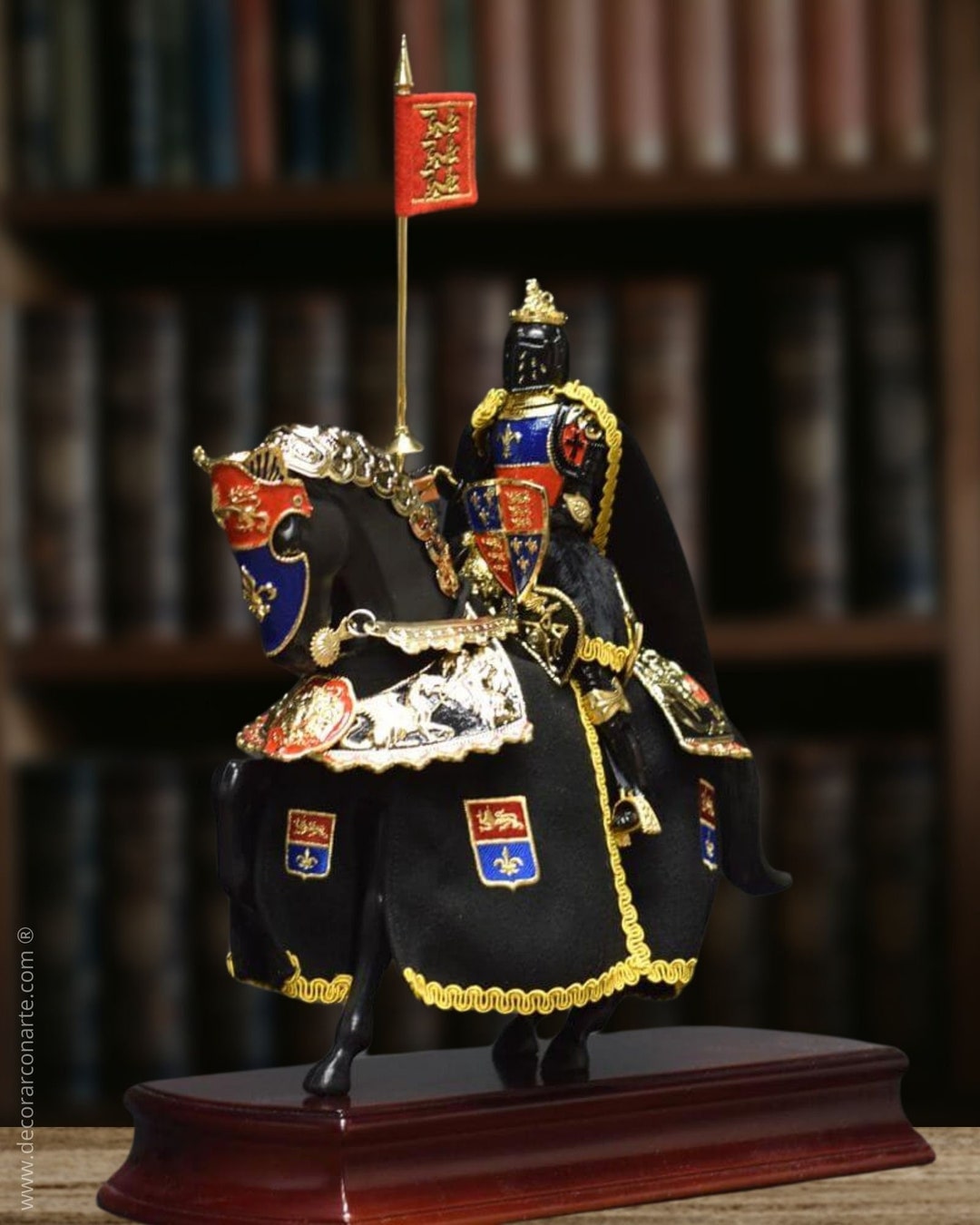 The Black Prince. Knight on Horseback. 35 Cm (13.78 In). Handcrafted in ...