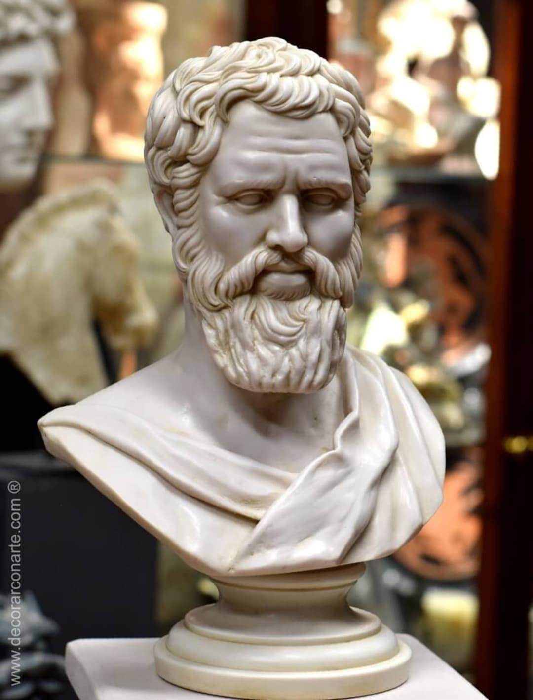 Bust of the Greek Philosopher Plato. Round Base. 11.42 In. Made in ...