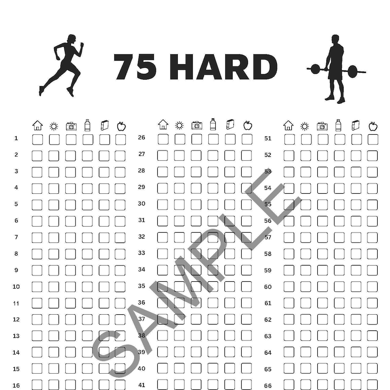 75 Hard Challenge Tracker - Etsy